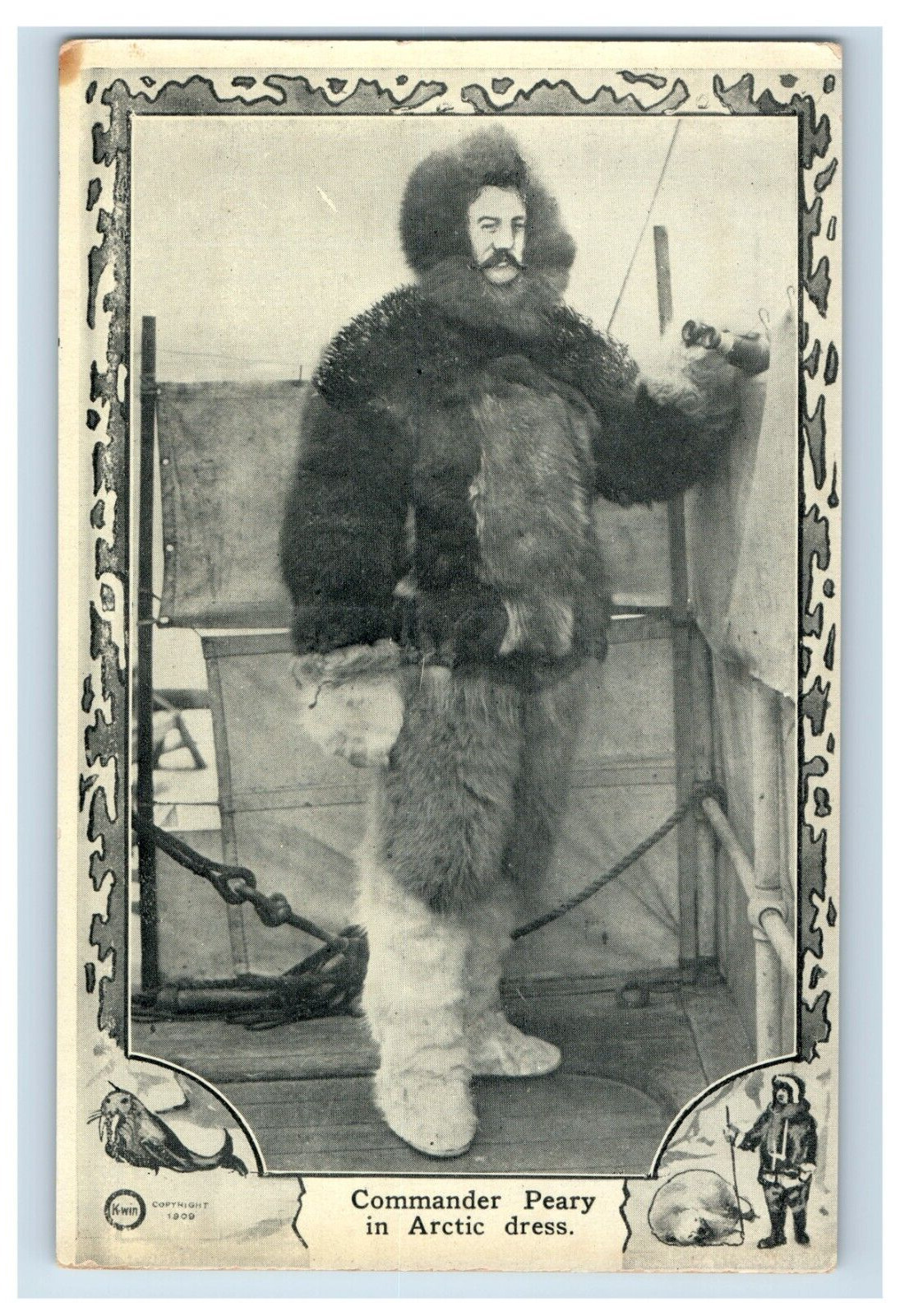 1908 Cook & Peary North Pole Exploration Original Postcard 4 F32E ...