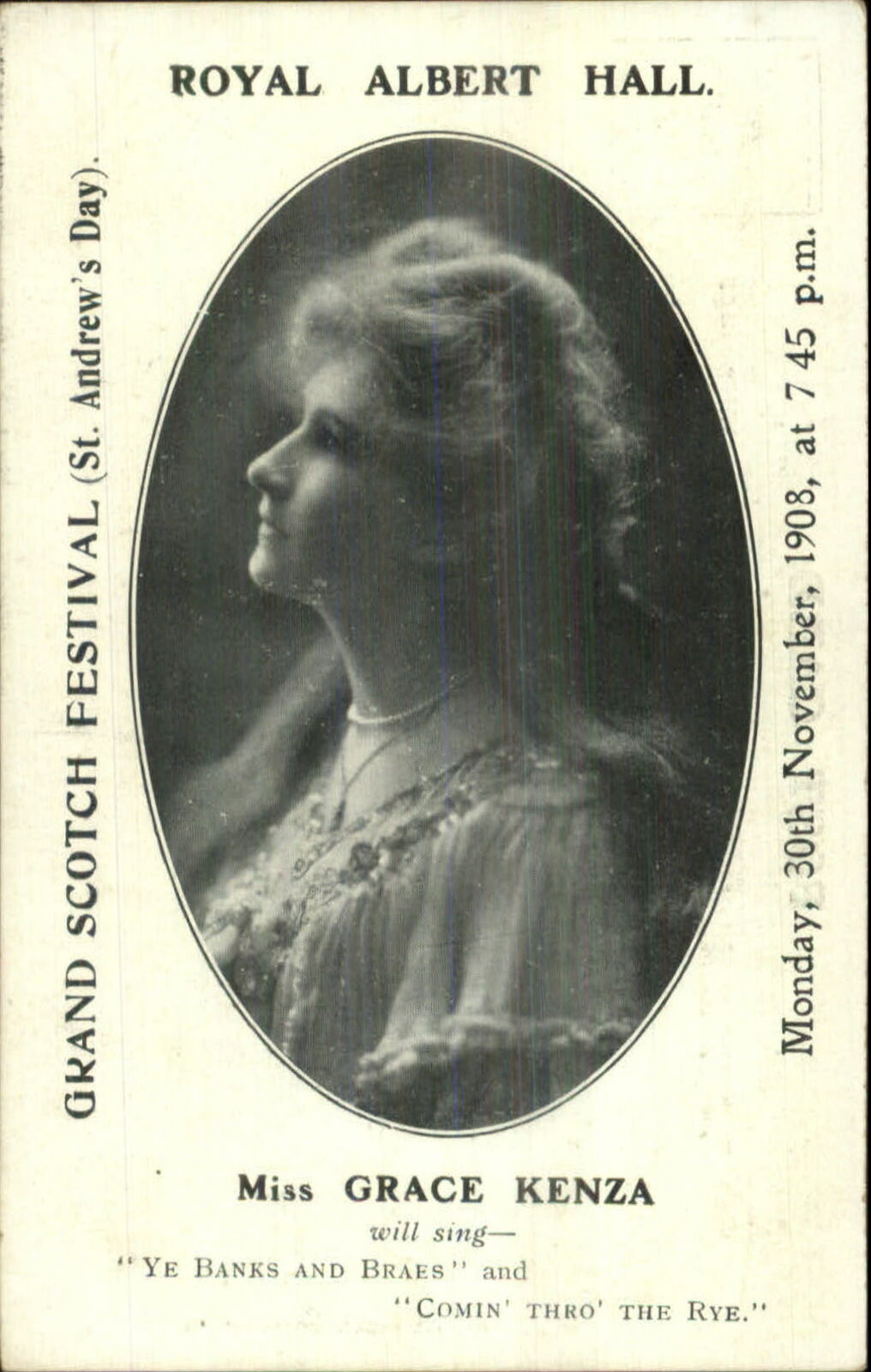 Opera Singer Grace Kenza Grand Scotch Festival Royal Albert Hall 1908 ...