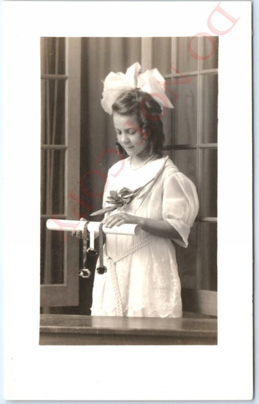 c1910s Cute Little Girl Confirmation Photo RPPC Certificate Real Photo ...