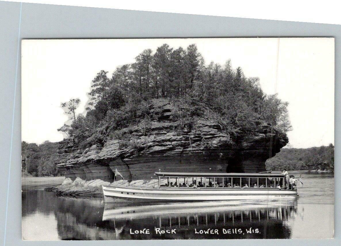 1950'S Rppc Lone Rock Lower Dells Wisconsin*Tour Boat*Kodak Real Photo ...