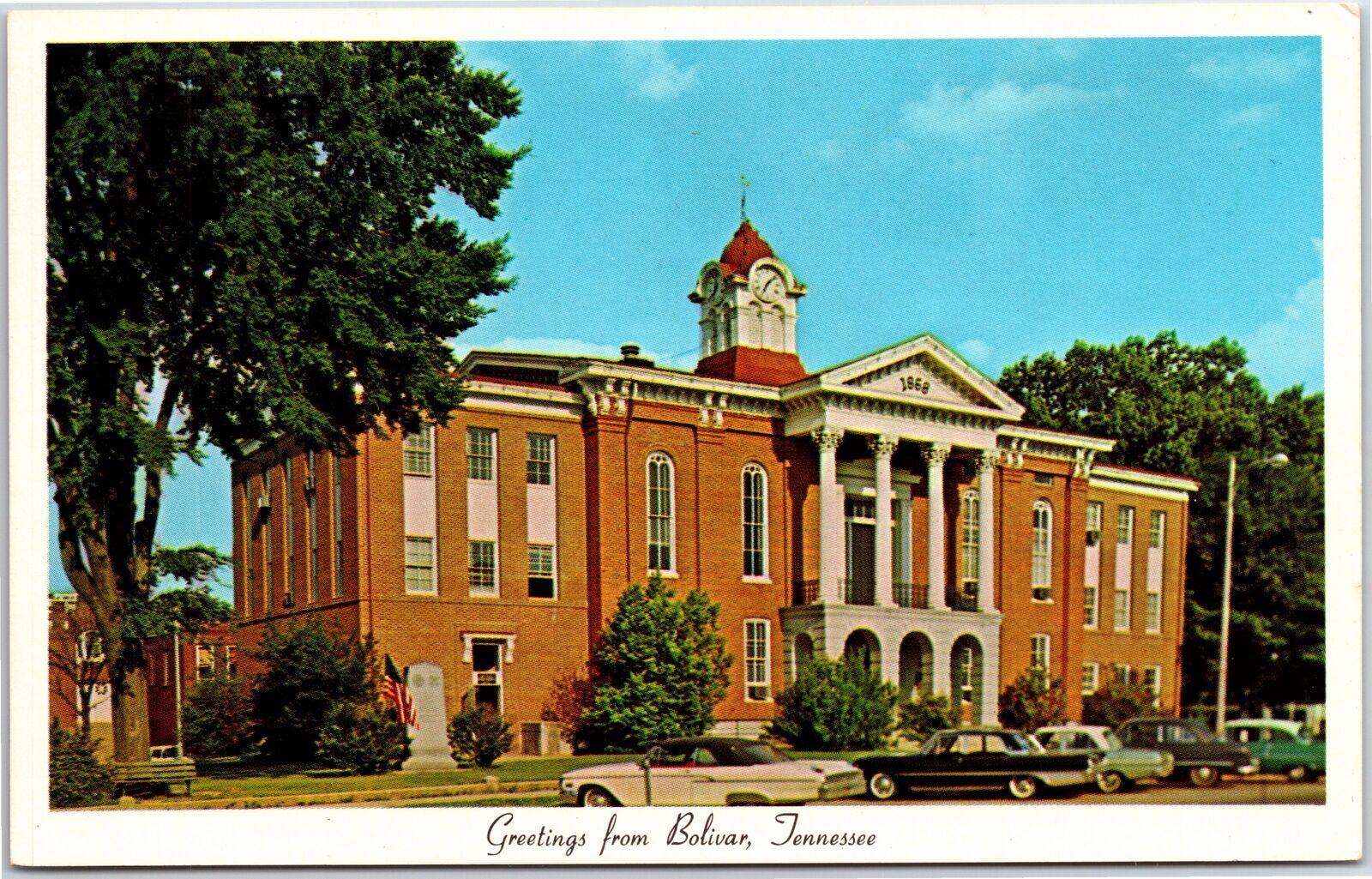 Vintage Postcard Parked Cars Outside the Hardeman County Court House ...
