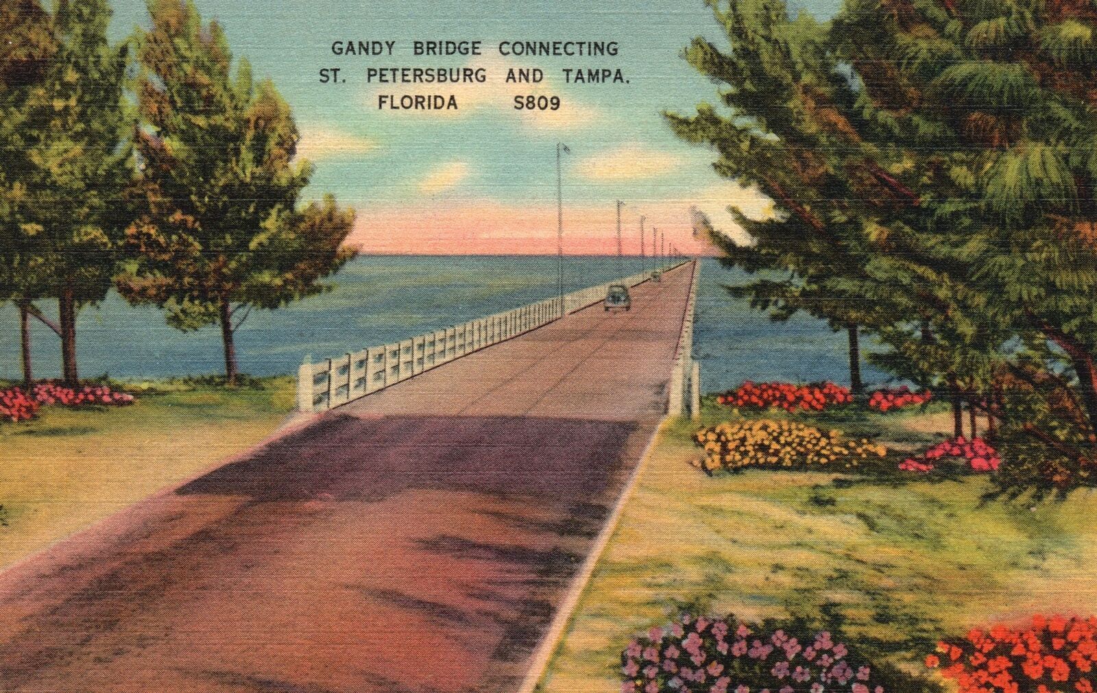 Vintage Postcard Gandy Bridge Connecting St. Petersburg and Tampa ...