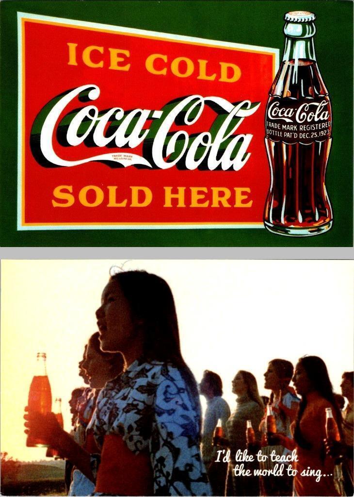 2~4X6 Postcards COCA COLA Advertising Coke Repro SIGN & TEACH THE WORLD ...