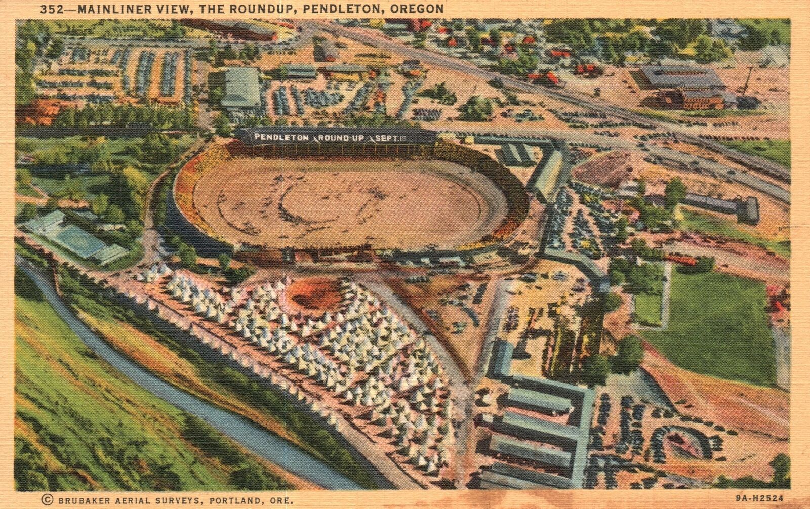 Vintage Postcard 1920's Mainliner View The Roundup Pendleton Oregon OR ...