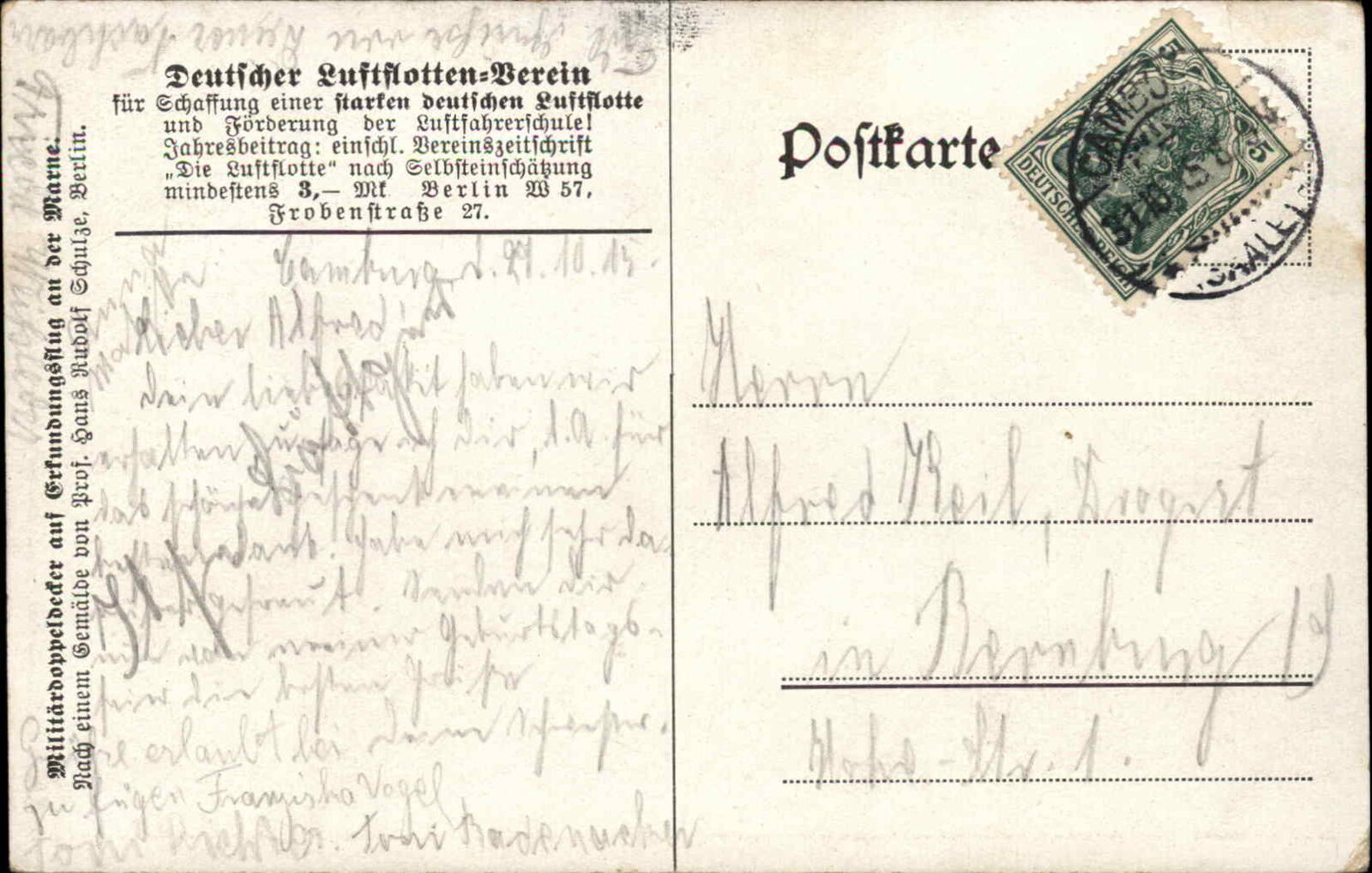 WWI GERMAN PROPAGANDA A/s Schulze Double Wing Fighter Plane PC | Europe ...