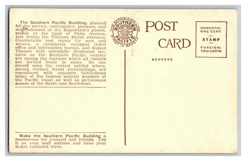 Postcard Southern Pacific Building San Francisco Exposition Standard ...