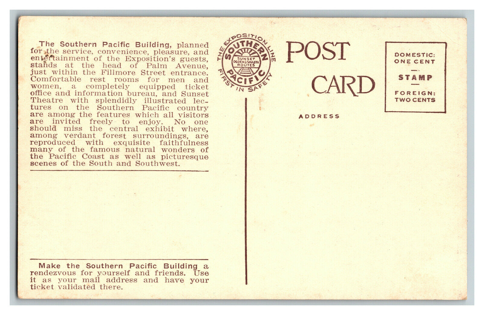 Postcard Southern Pacific Building San Francisco Exposition Standard ...