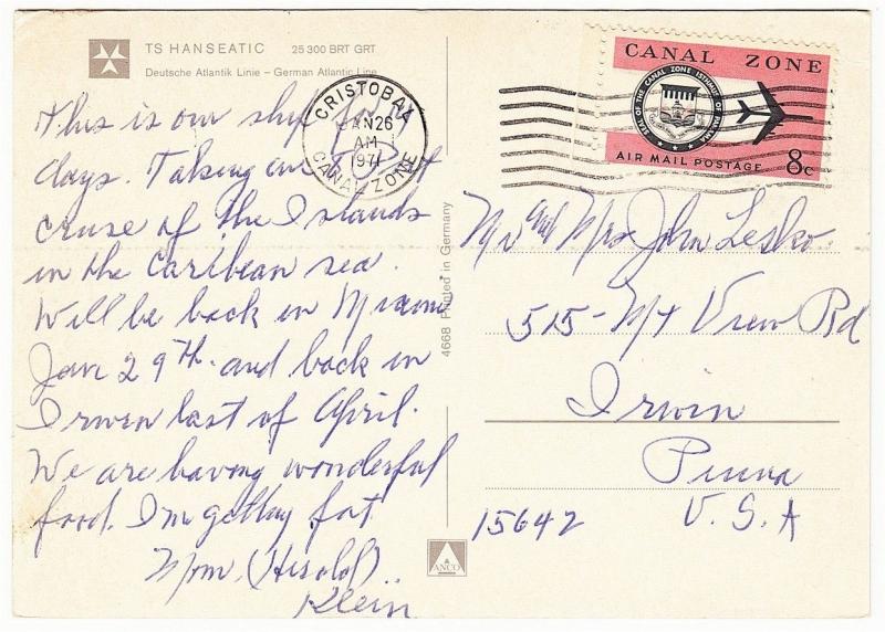 Hamburg Atlantic Line Ship SS TS Hanseatic was SS Shalom Postcard 1960s ...