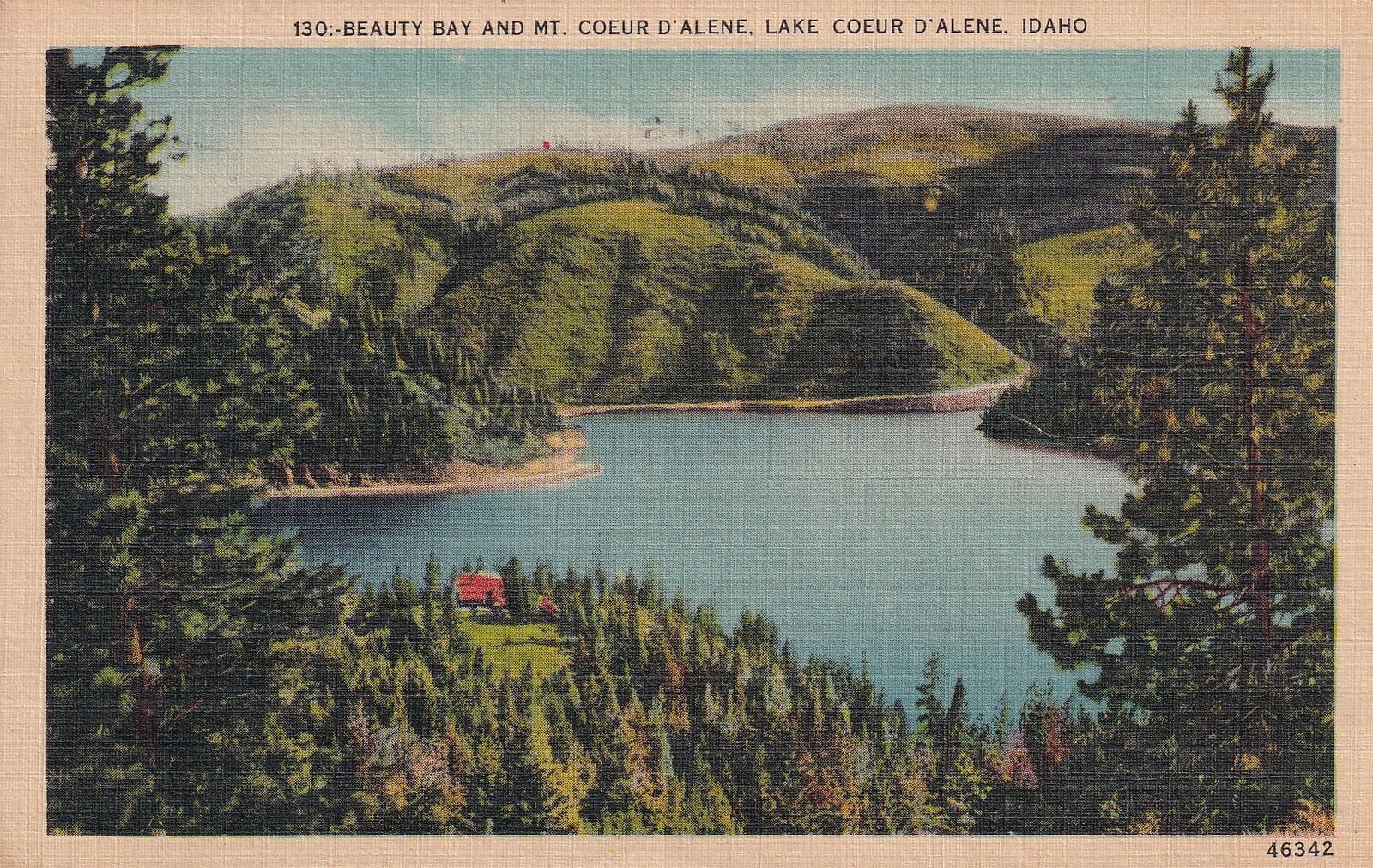 Coeur D'Alene Idaho ID Beauty Bay Mountain Lake 1943 Boise Postcard E13 ...