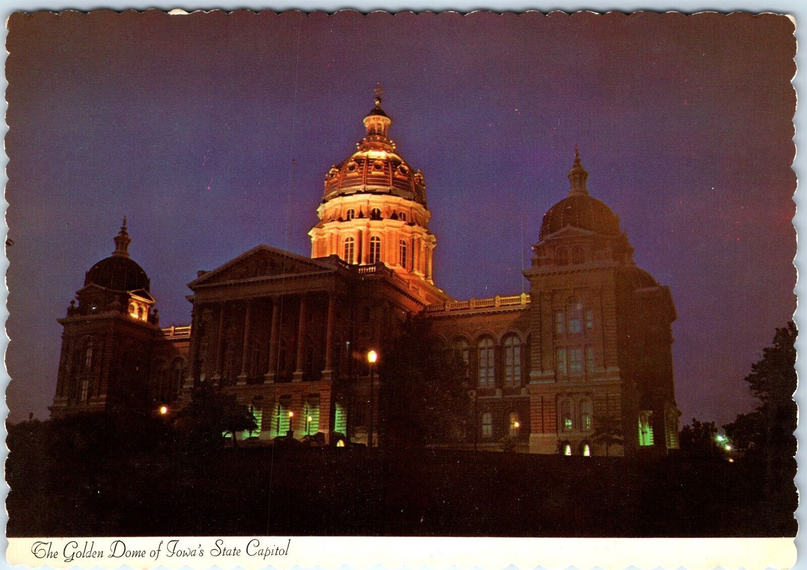 c1970s Des Moines, IA Night Scene State Capitol Lighted Dome Chrome 4x6 ...