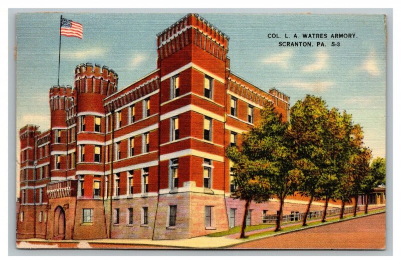 Vintage 1930's Postcard Colonel LA Watres Armory Building Scranton ...