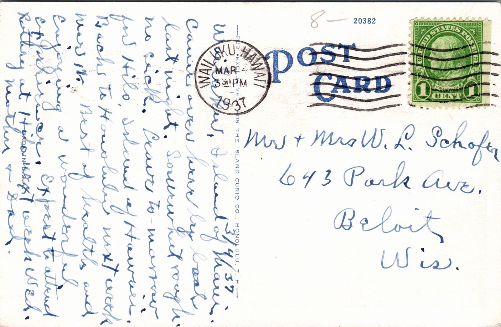 Vintage Postcard Onomea Arch on the Coast of the Hawaiian Territory ...