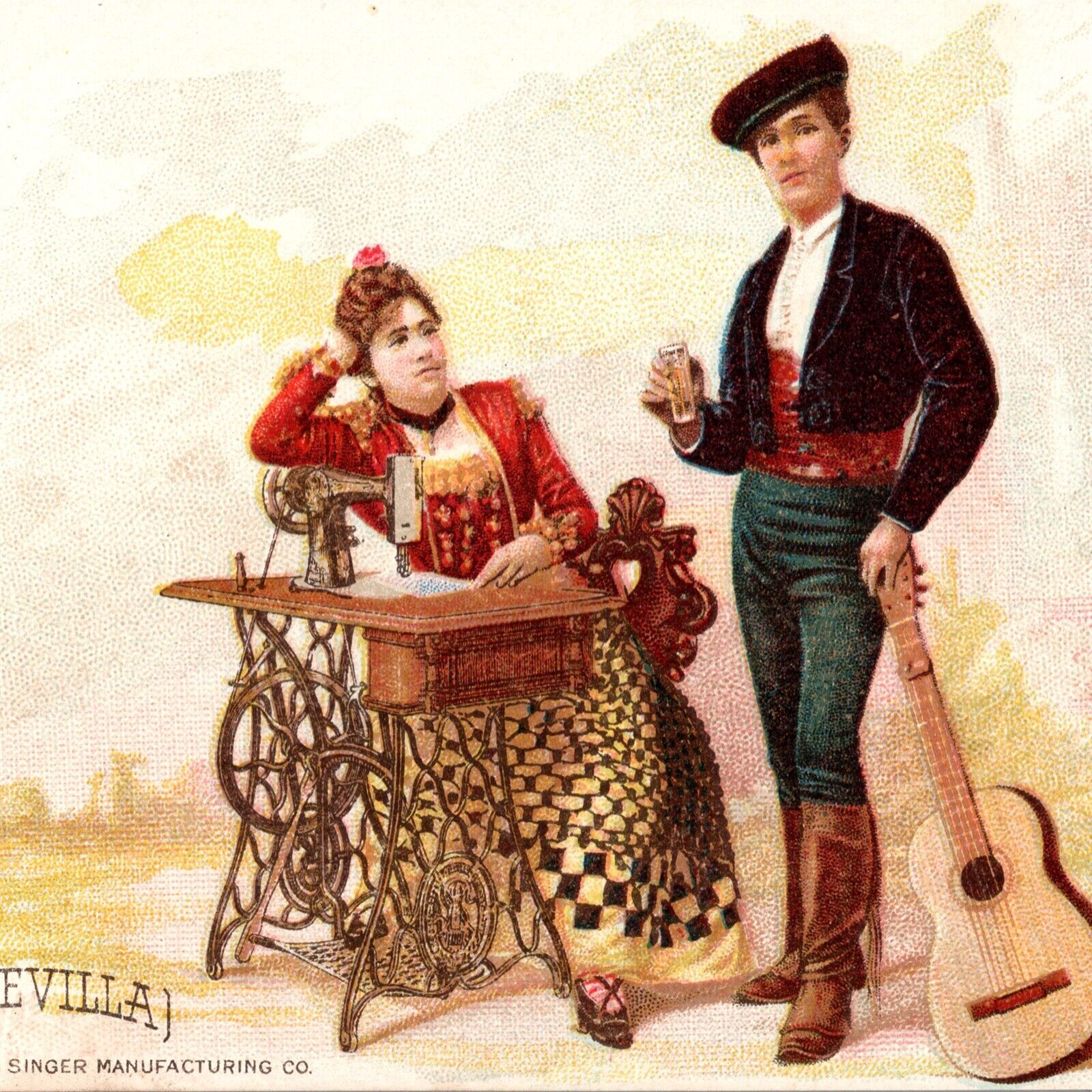 1892 Spain Seville Singer Sewing Machine Countries World Victorian ...