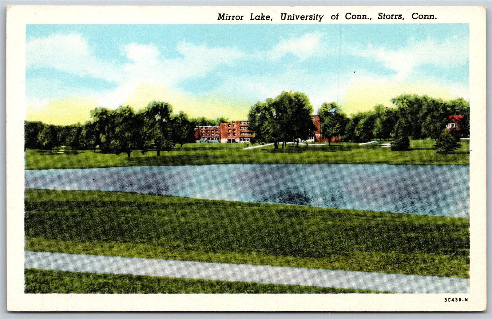 Vtg Storrs CT Mirror Lake University of Connecticut 1950s View Postcard ...
