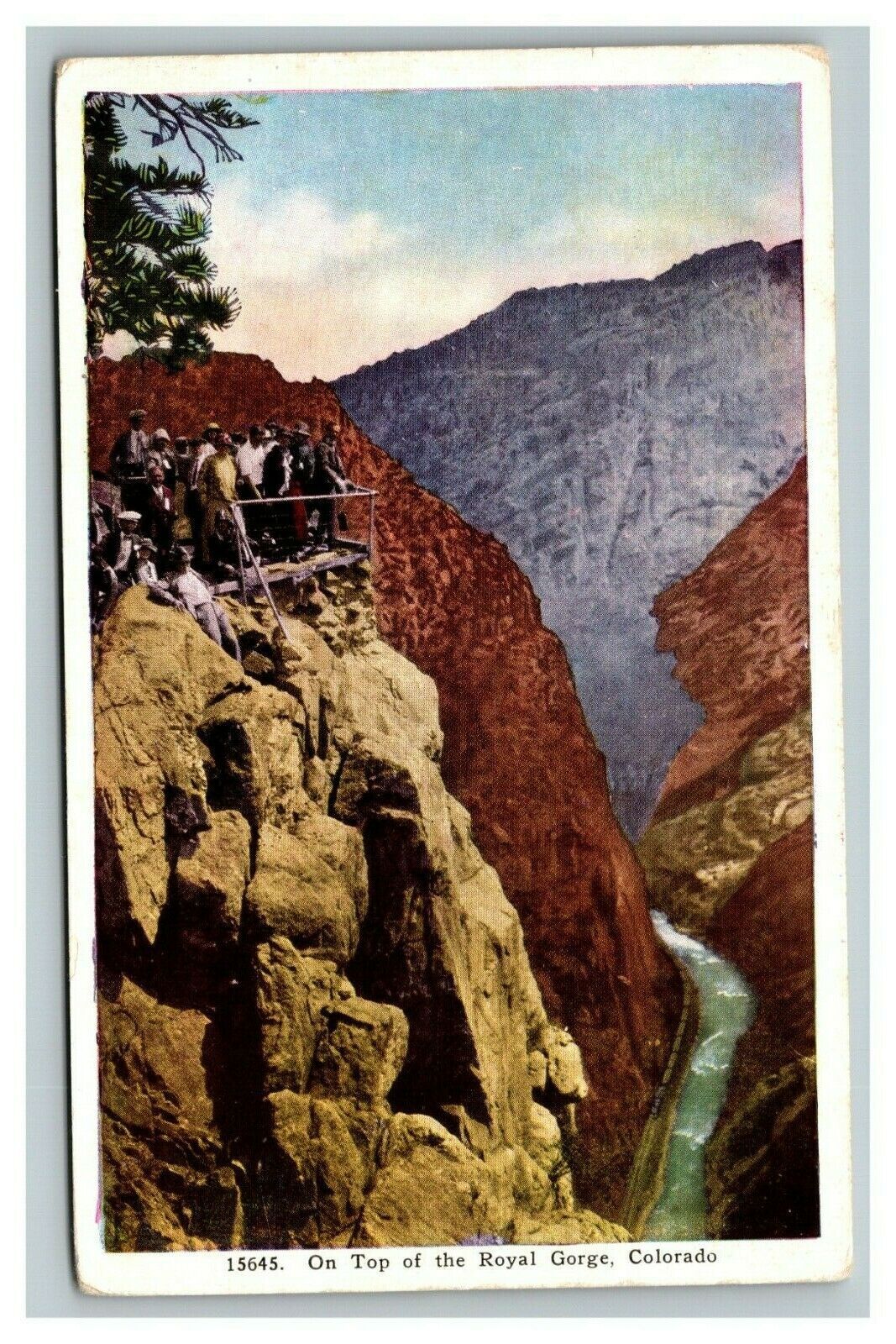 Vintage 1939 Postcard Park Goers at Lookout Point Royal Gorge Colorado ...