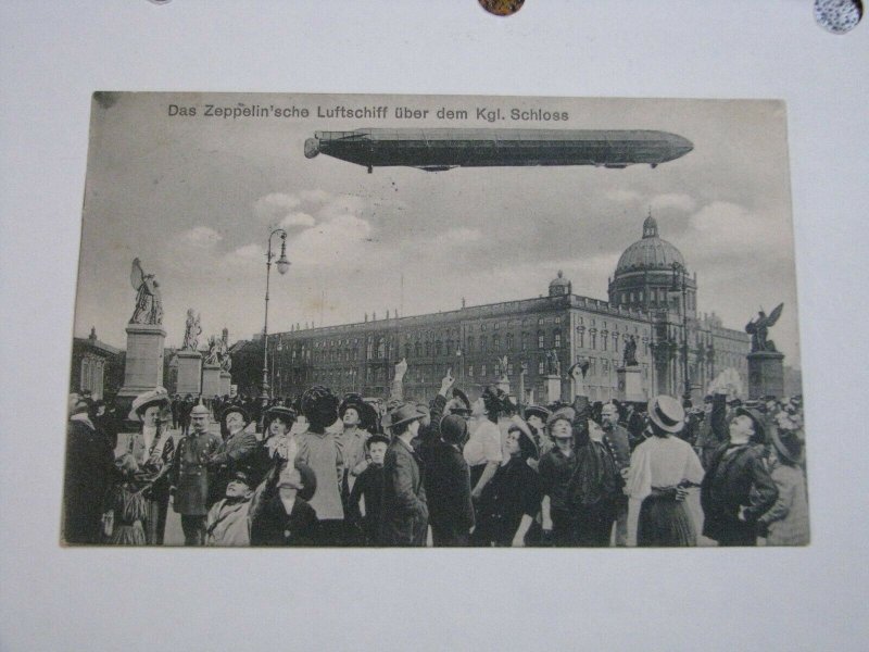 Postcard Germany Zeppelin Airship Kgl Schloss 1909 Spandau Postmark ...