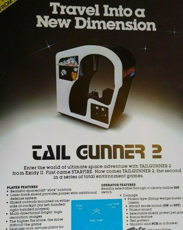 Tail Gunner 2 Arcade FLYER Exidy 1980 Original NOS Video Game Space Age ...