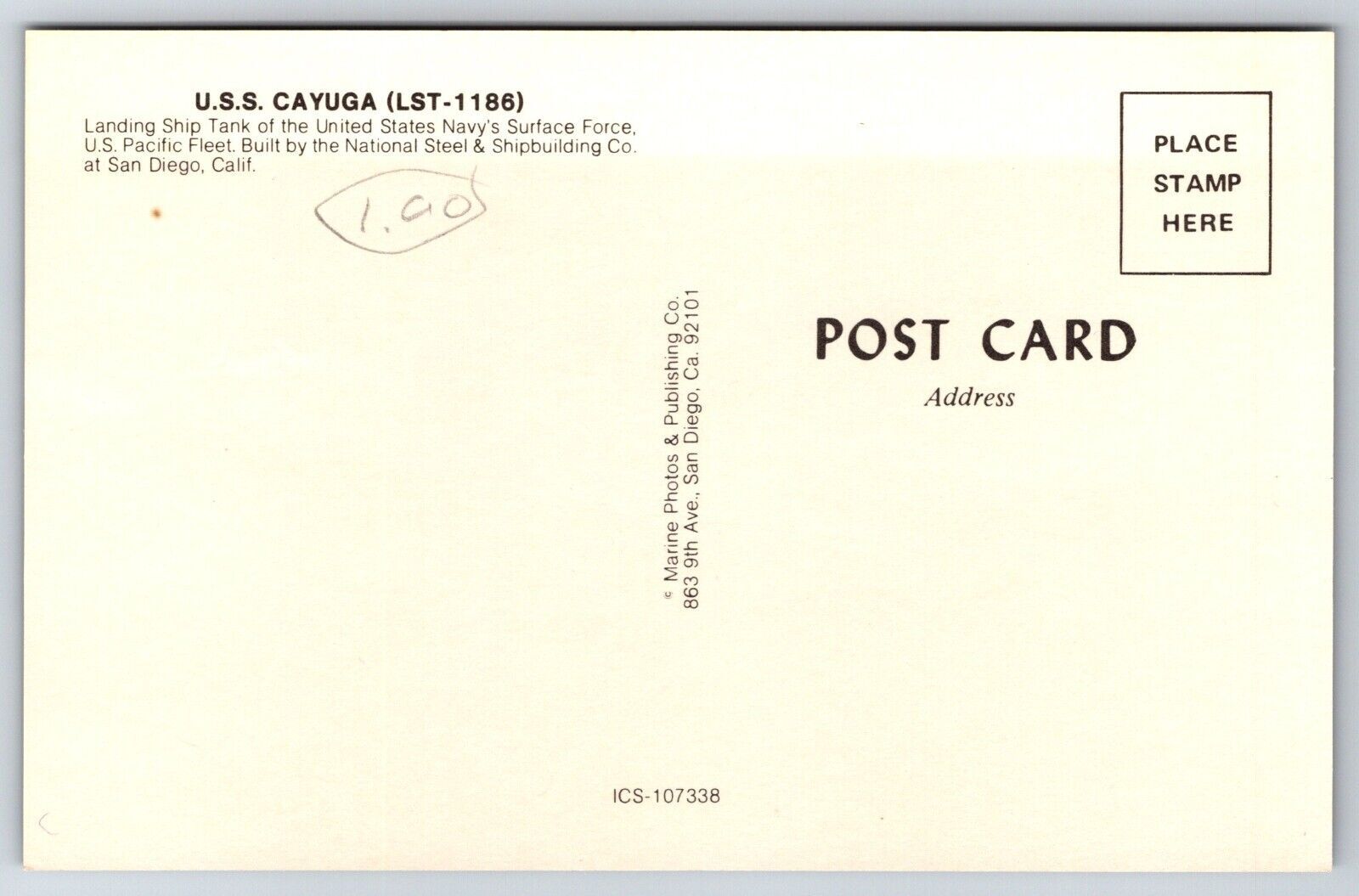 U.S.S. Cayuga LST 1186 Navy Surface Force Landing Ship Marine Photo ...