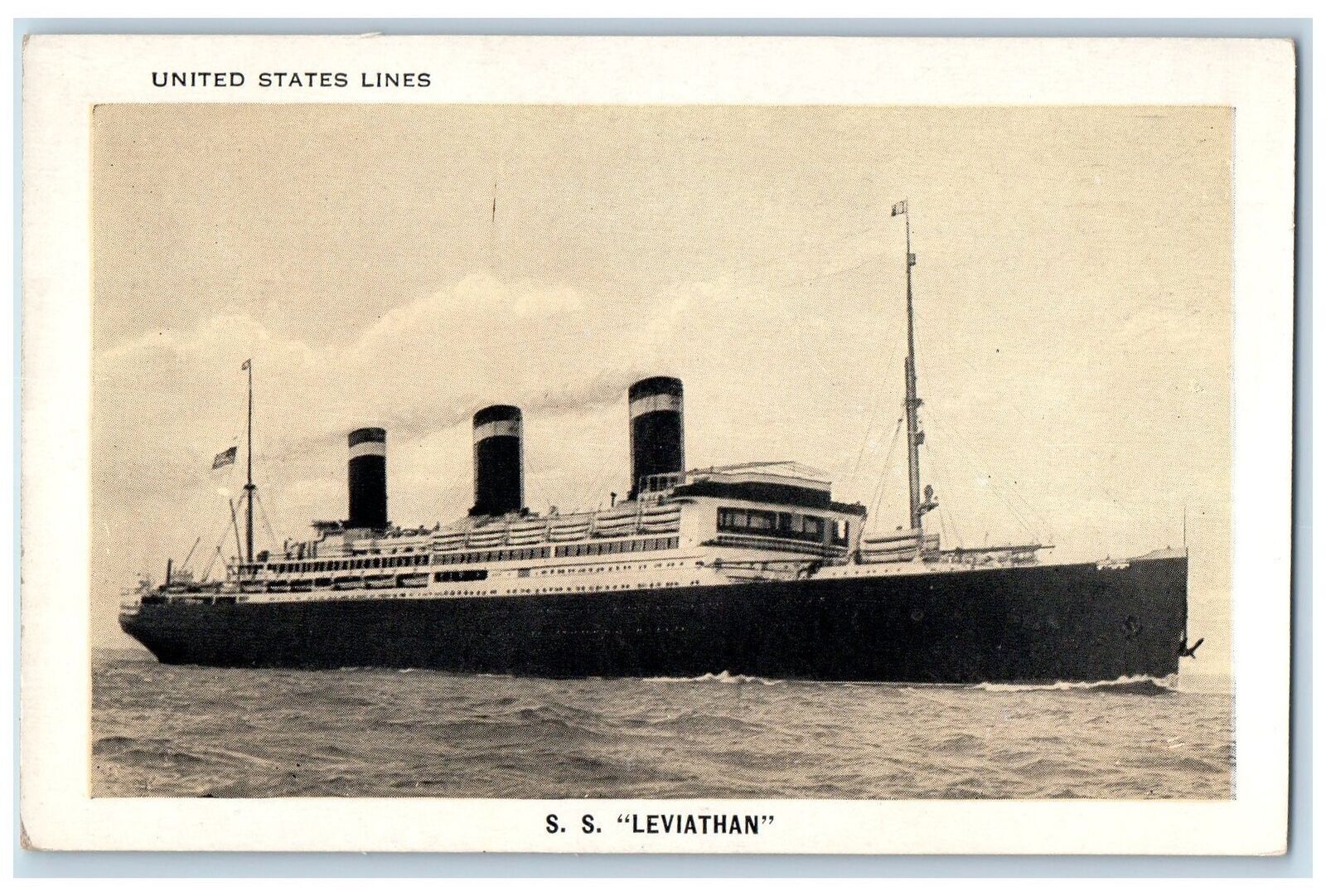 View Of United States Lines Steamer Ship S.S. Leviathan Vintage ...