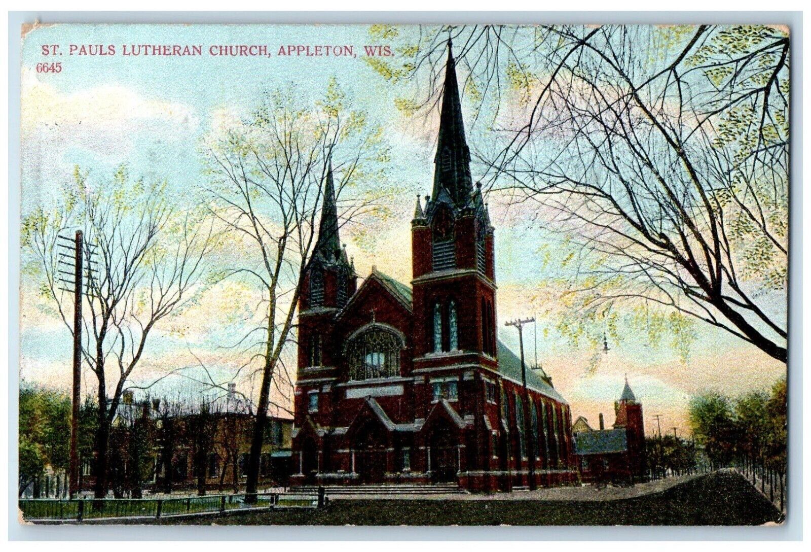 1909 St. Pauls Lutheran Church Chapel Exterior Field Appleton Wisconsin ...