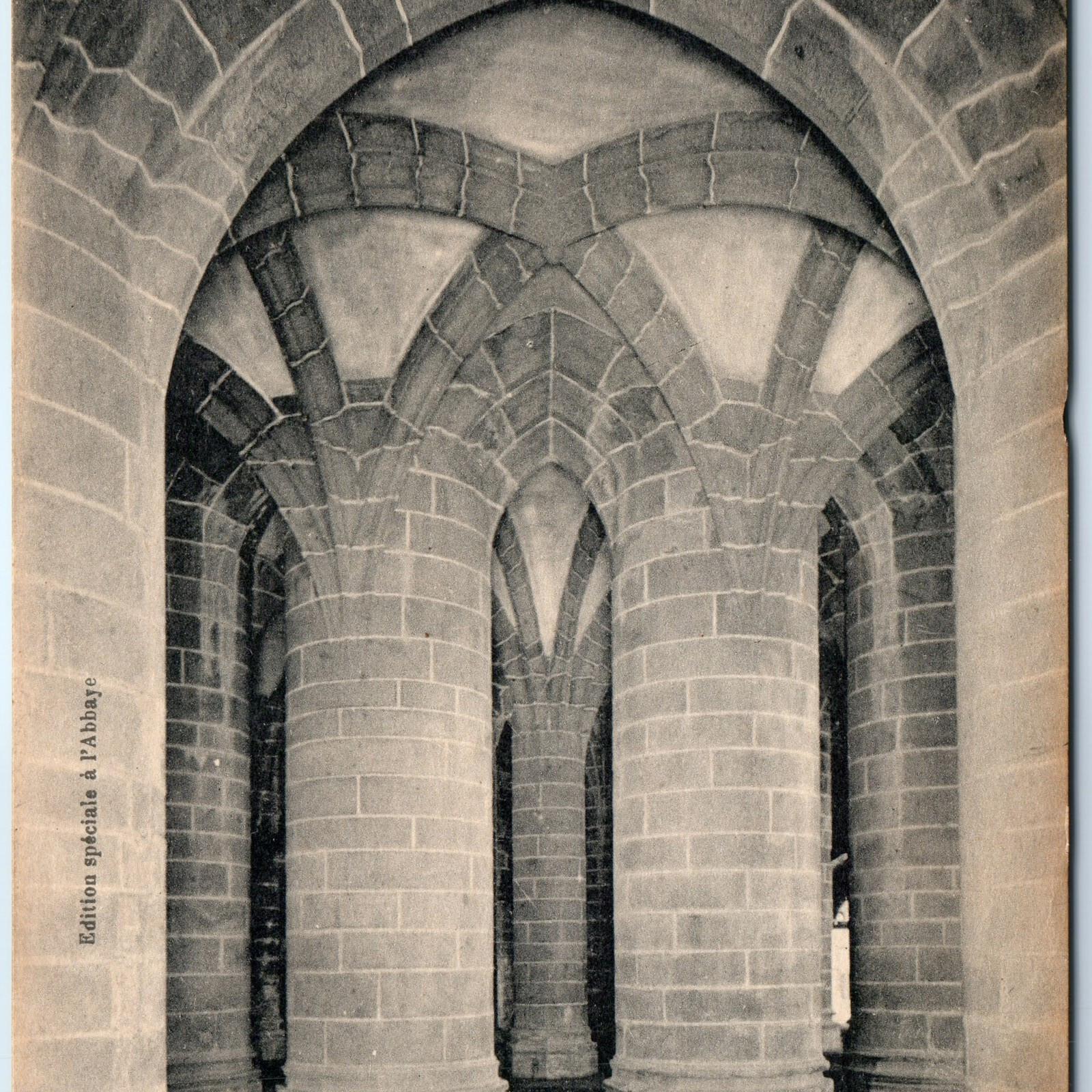 c1900s Mont-Saint-Michel, France Abbey Big Pillar Crypt 15th Century ...