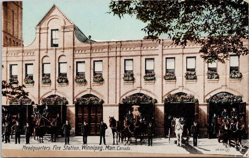 Winnipeg Manitoba Headquarters Fire Station Fire Department c1915 ...