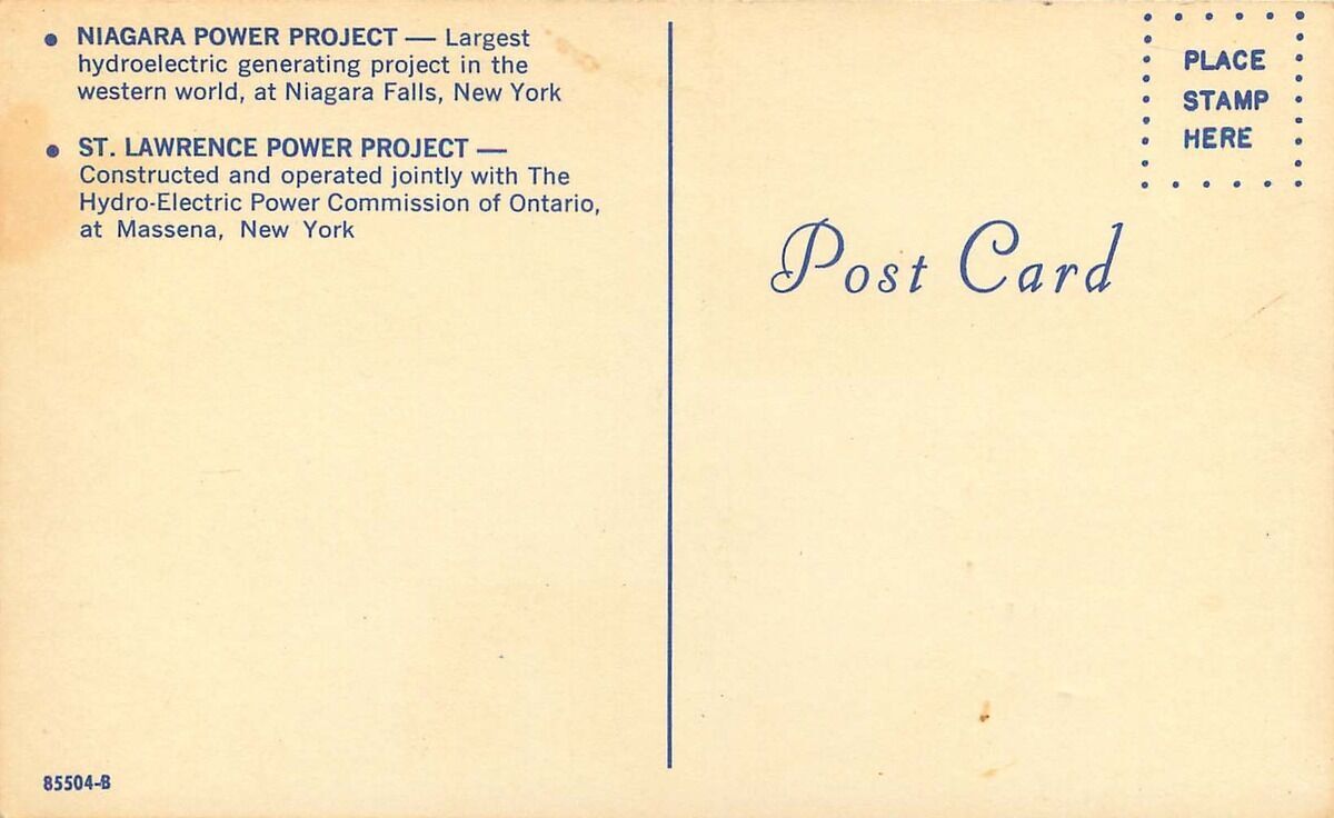 Niagara NY Power Plant & ST Lawrence Power DAM World's Fair Postcard ...