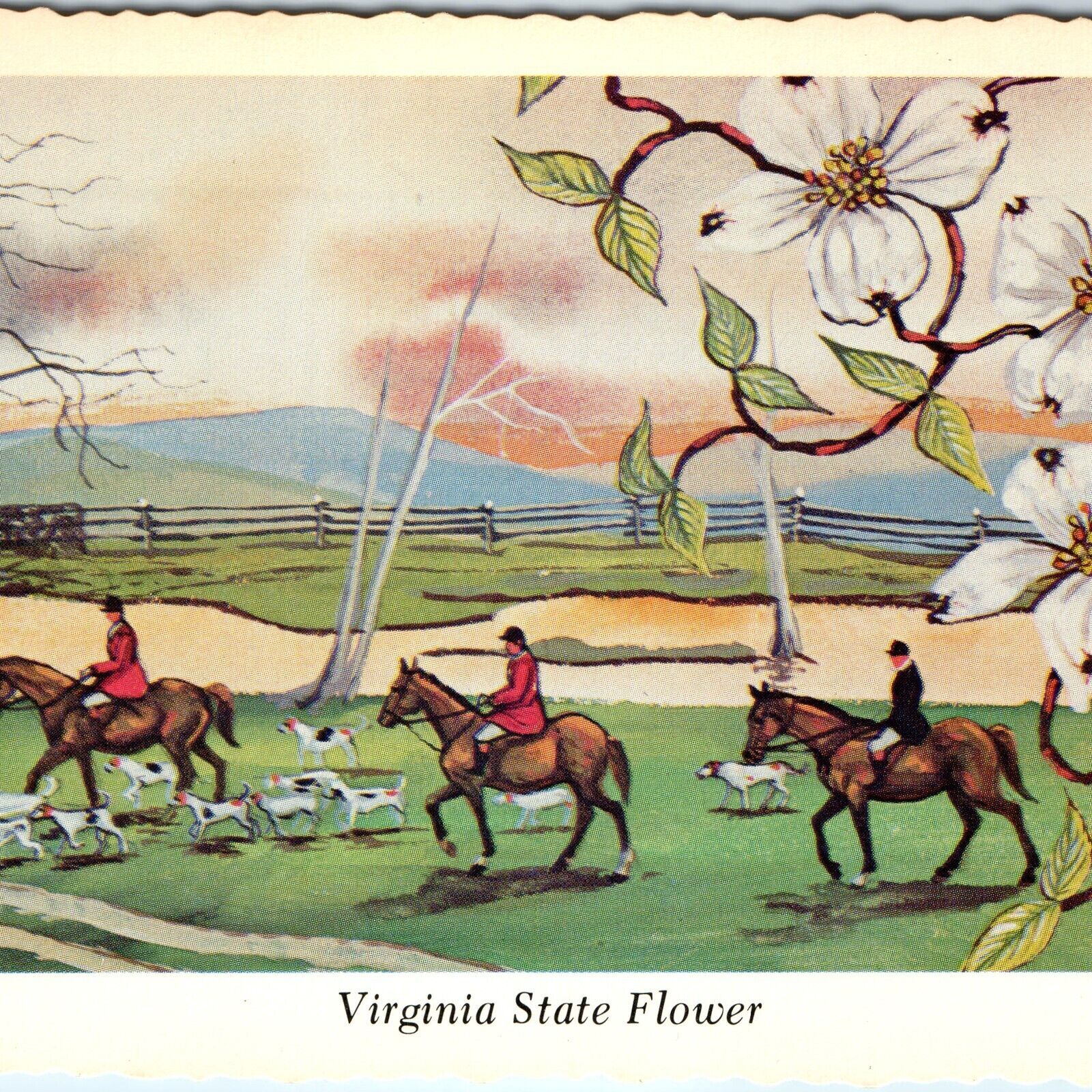 1974 VA Virginia State Flower Dogwood Horses Ken Haag Painting Art ...