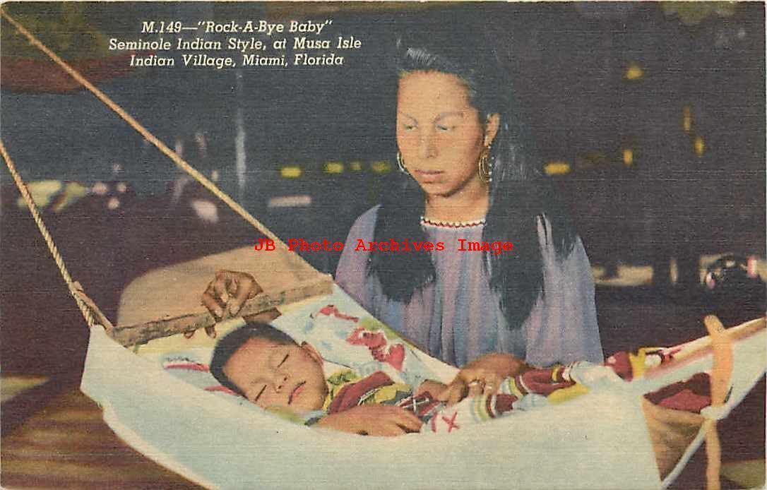 Native American Seminole Indian Mom Rocking Her Baby to Sleep Musa Isle ...