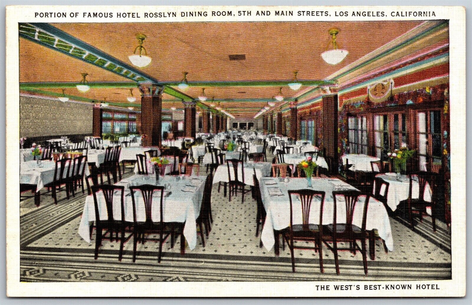 Vtg Los Angeles California CA Hotel Rosslyn Dining Room 1930s View Old ...