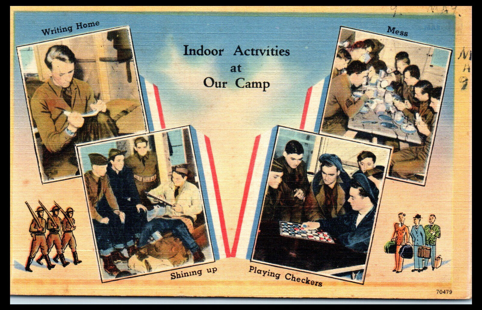 1940s WW2 Indoor Activities at Our Camp US Army Soldiers Postcard ...