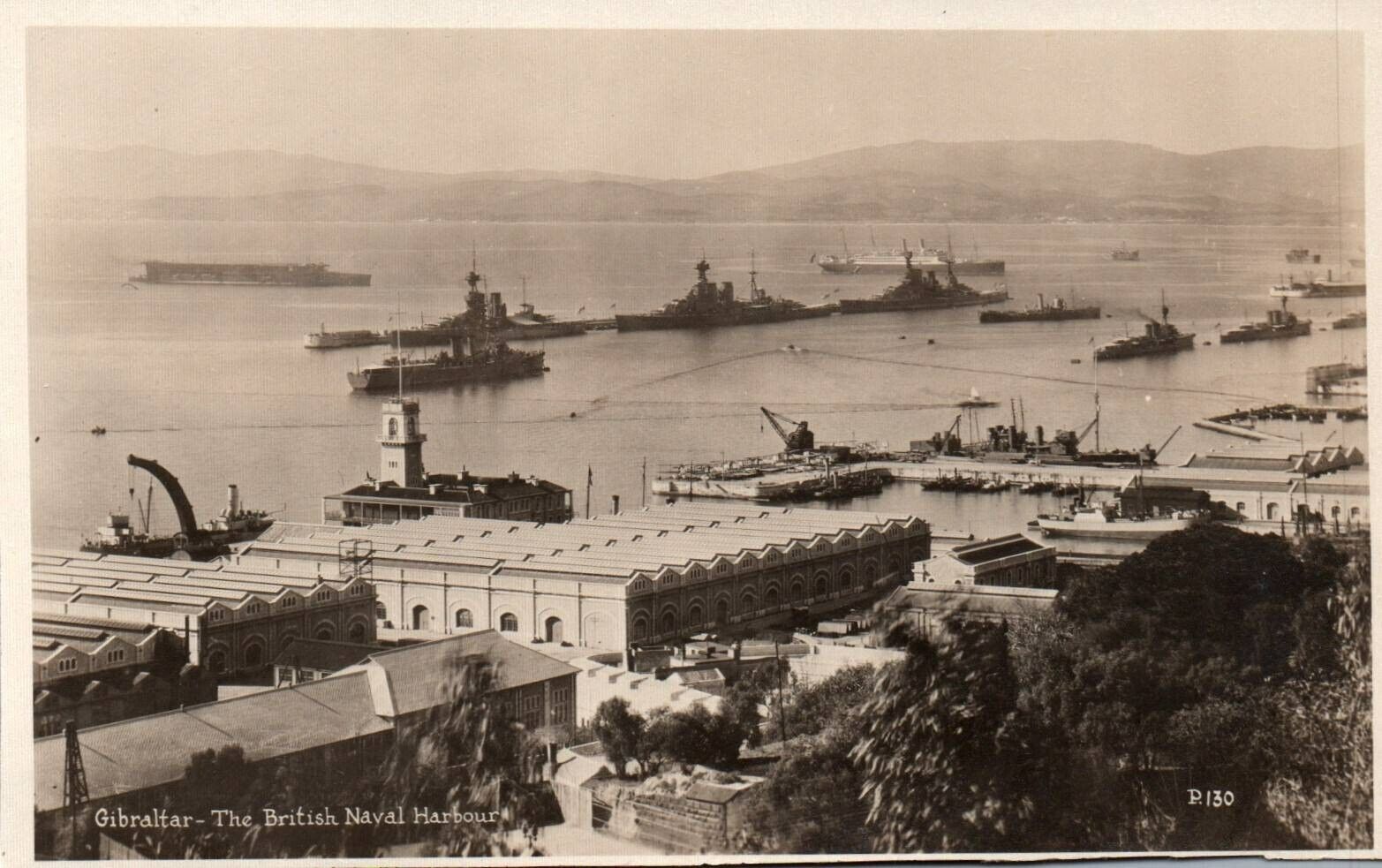 RPPC Photo British Royal Navy Naval Base Gibraltar Harbour Harbor at ...