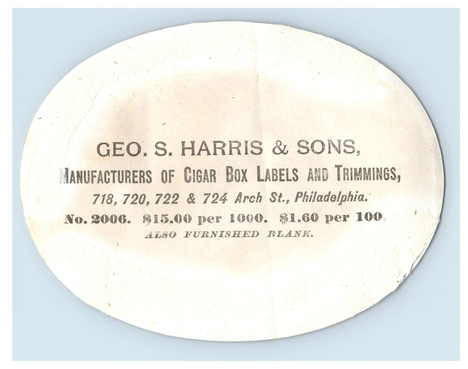 1870's La Sonadora Geo S Harris Cigar Box Label #6KE | Ephemera ...