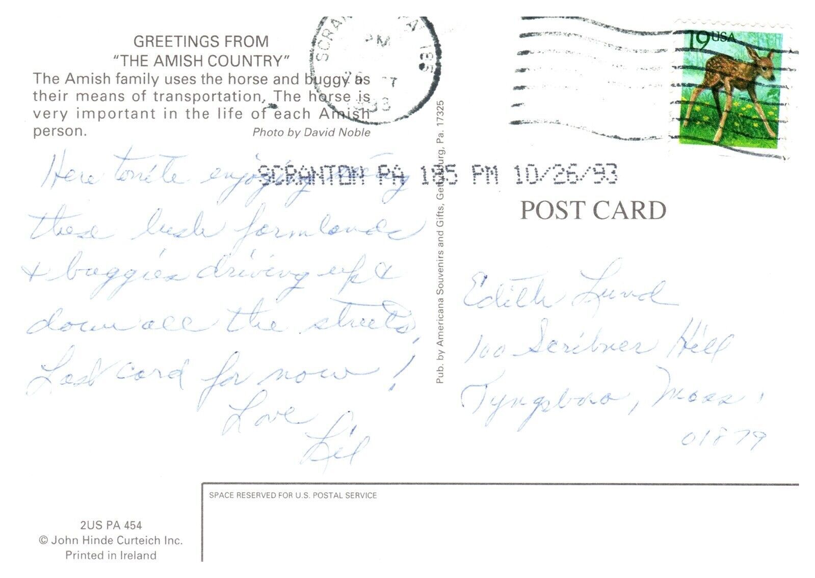 Amish Country Horse Buggy Farm Small Town Chrome Postcard Posted Nature ...