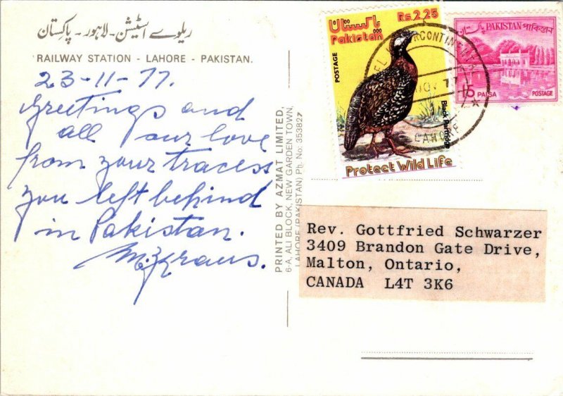 Vintage Continental Size Postcard Railway Station at Lahore Pakistan ...