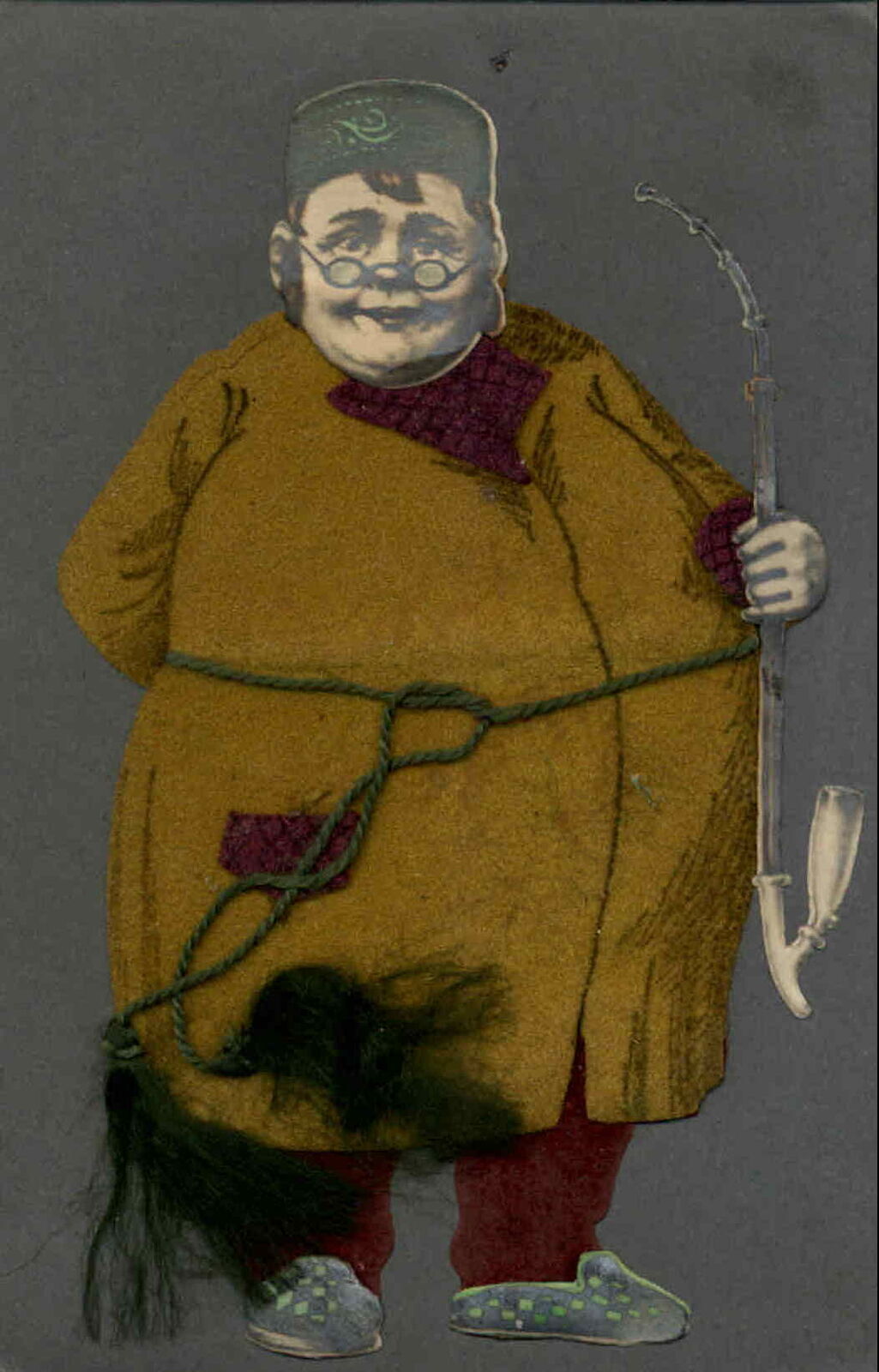 Fat Man Smoking Pipe ADD-ON NOVELTY FELT COMIC PHOTO FACE c1910 ...