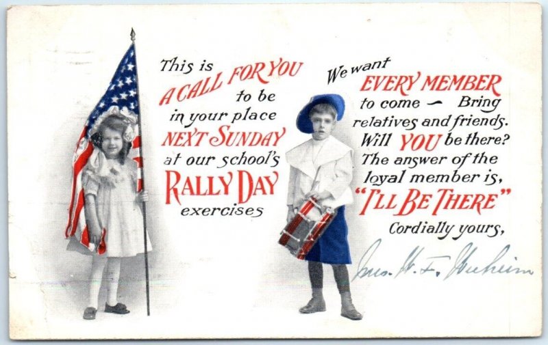 Postcard - Rally Day Invitation Card with Children Flag Picture/Art ...