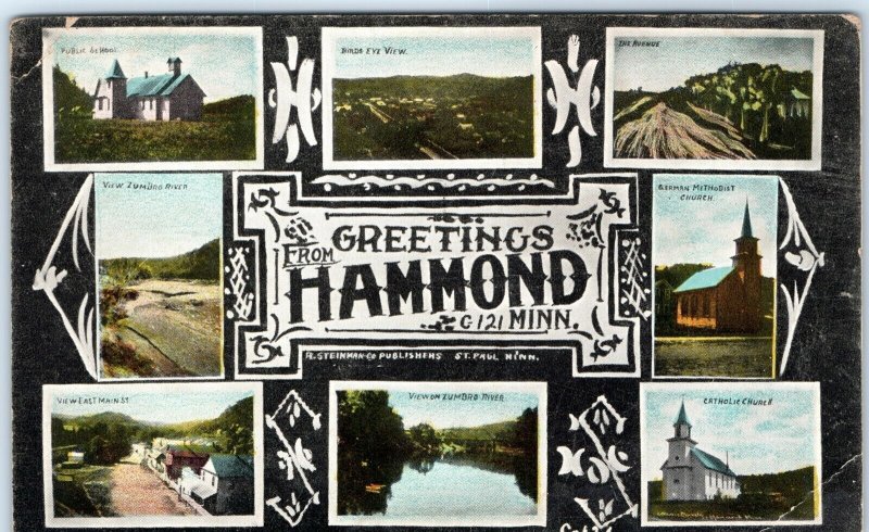 c1910s Hammond MN Greetings Town Collage Pictures Multi View Postcard ...