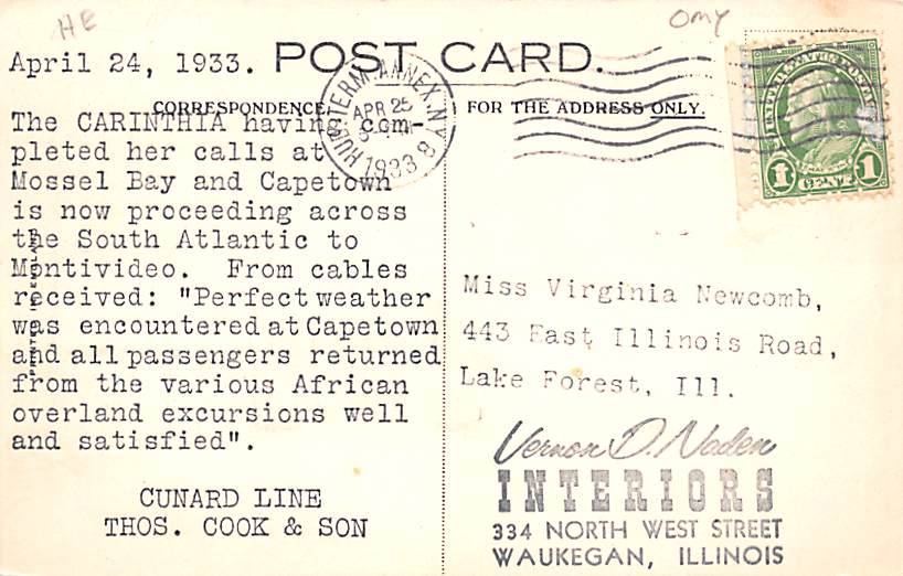 RMS Carinthia, Cunard Line Ship 1933 | Topics - Other, Postcard ...