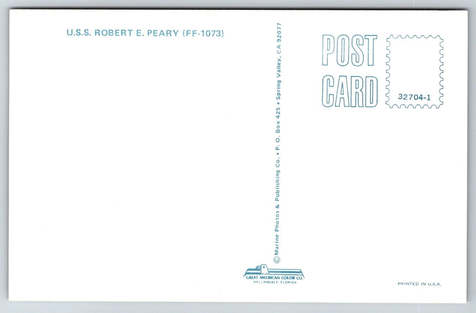 U.S.S. Robert E Perry FF 1073 Navy Knox Class Frigate Photo Postcard ...