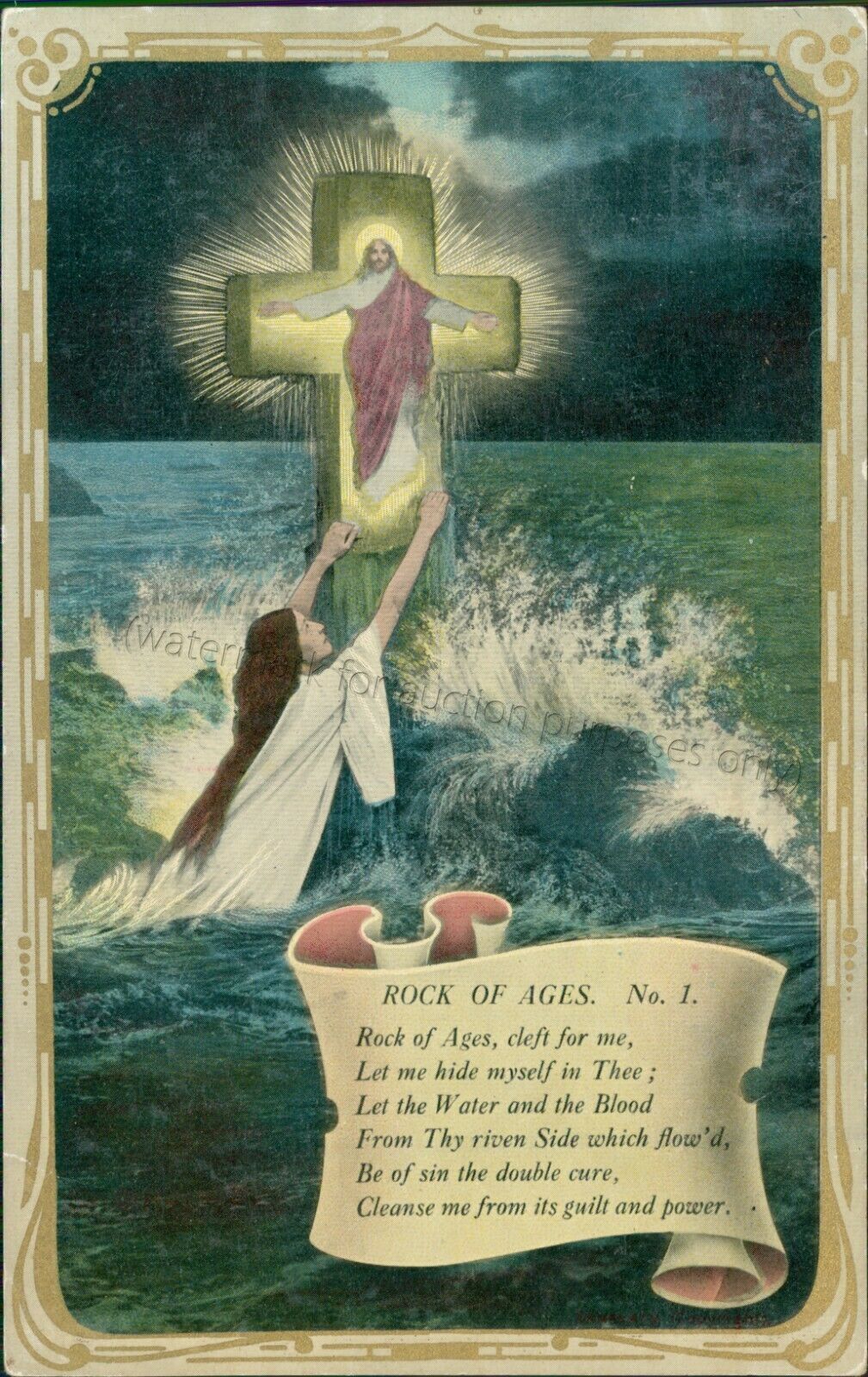 Set of 3 Bamforth postcards: Rock of Ages Song / Artwork + Poems ...