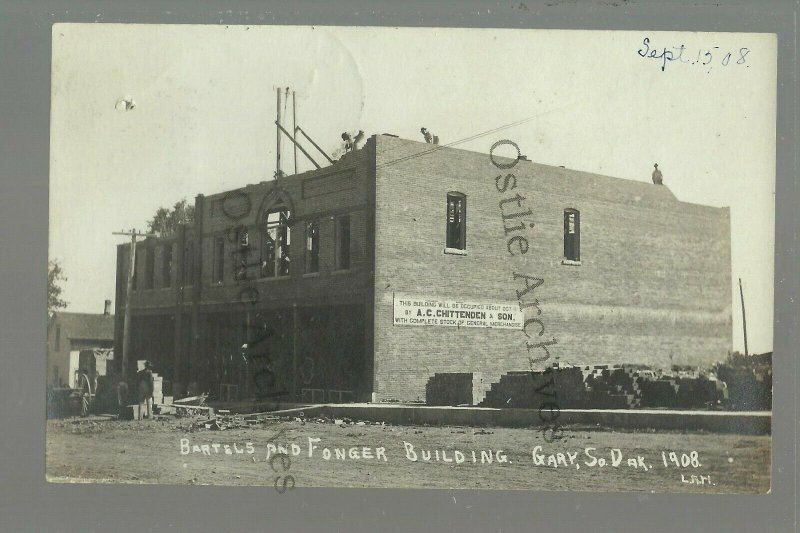 Gary SOUTH DAKOTA RPPC 1908 GENERAL STORE Construction nr Clear Lake ...