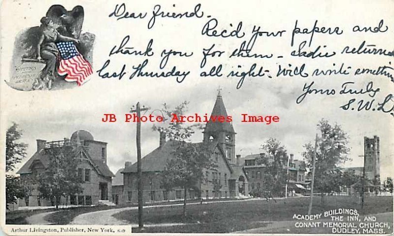 MA, Dudley, Massachusetts, Academy Bldgs, Inn, Conant Memorial Church ...