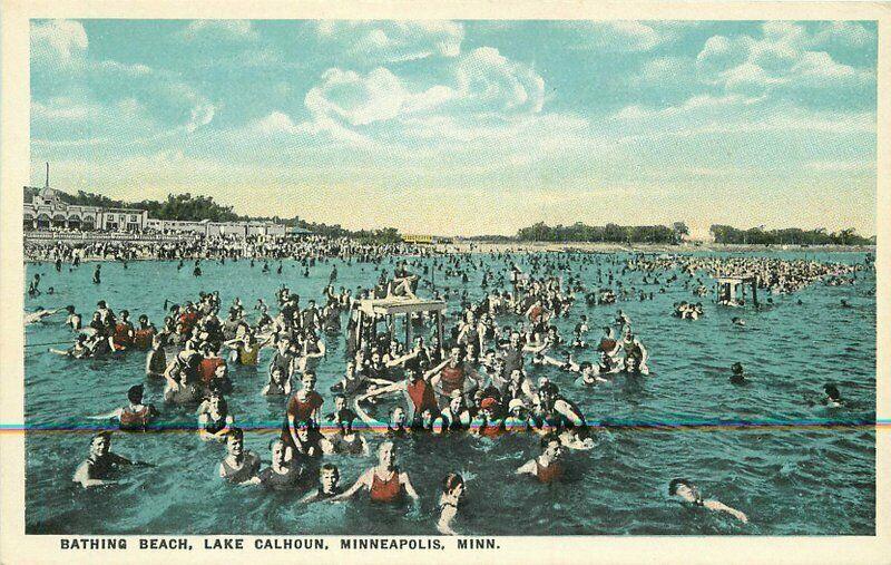 Bath House Bathing Beach Lake Calhoun 1920s Postcard Minneapolis ...