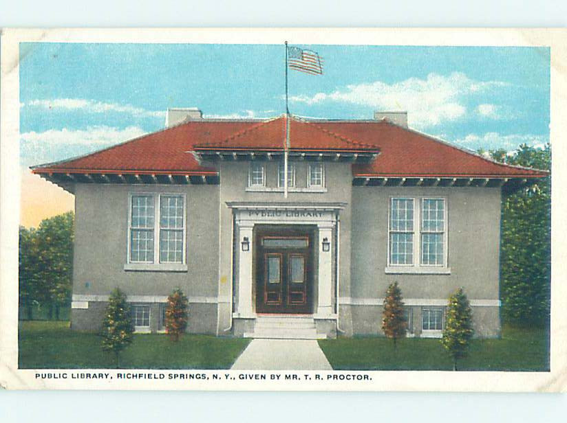 W-border LIBRARY SCENE Richfield Springs - Near Copperstown & Herkimer ...