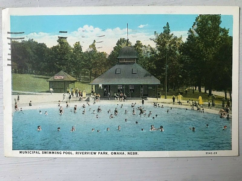 Vintage Postcard 1937 Municipal Swimming Pool Riverview Park Omaha ...