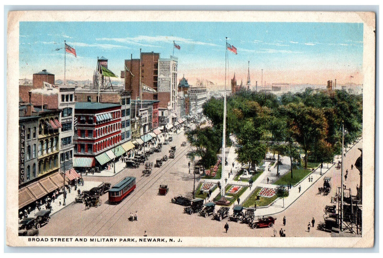 1918 Broad Street and Military Park Newark New Jersey NJ Antique ...