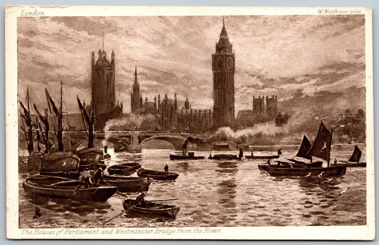 Vtg London England Houses of Parliament Westminster Bridge 1910s Tuck ...