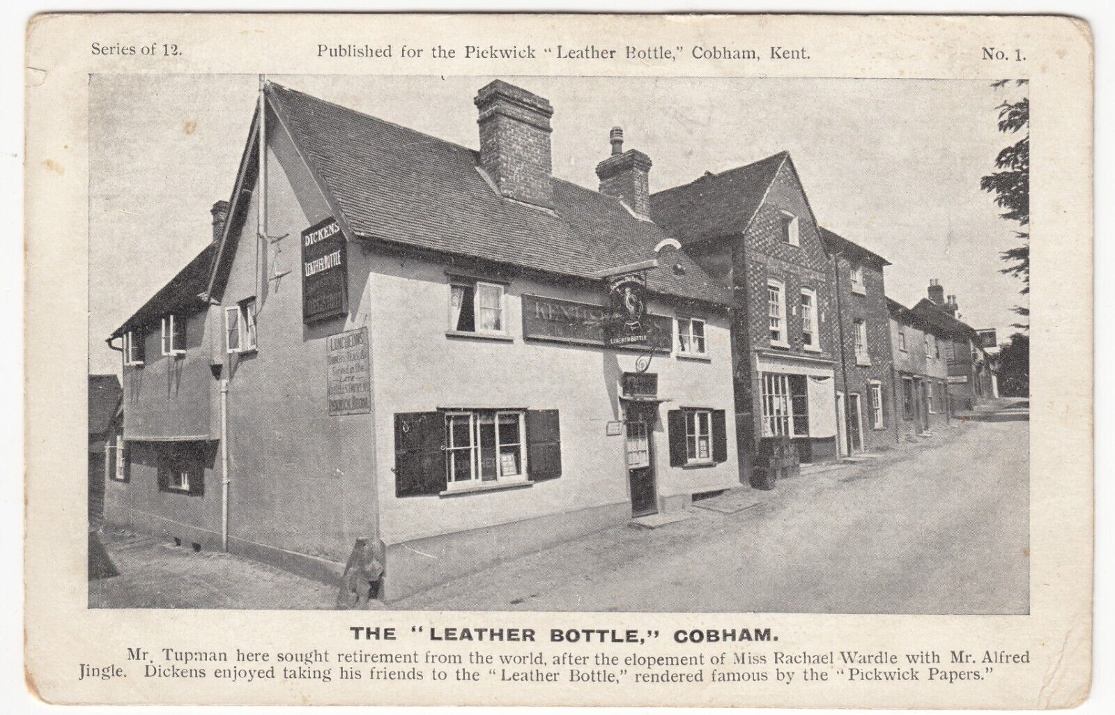 Kent; The Leather Bottle, Cobham No 1 PPC Pub. By Leather Bottle, c ...