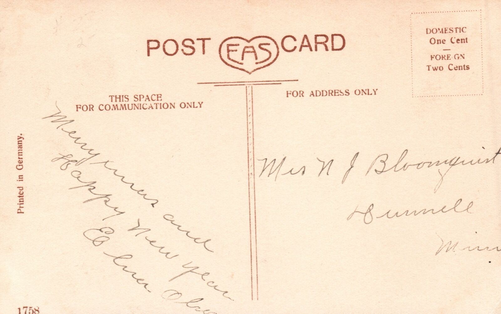 Vintage Postcard A Merry Christmas And Glad New Year Beautiful Lady ...